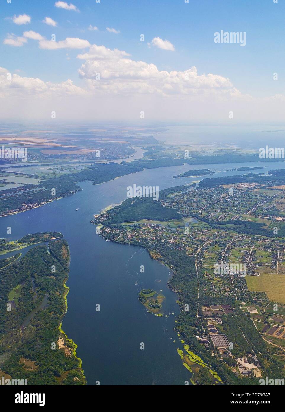 The view from the airplane window to the ground. Landscape view from ...