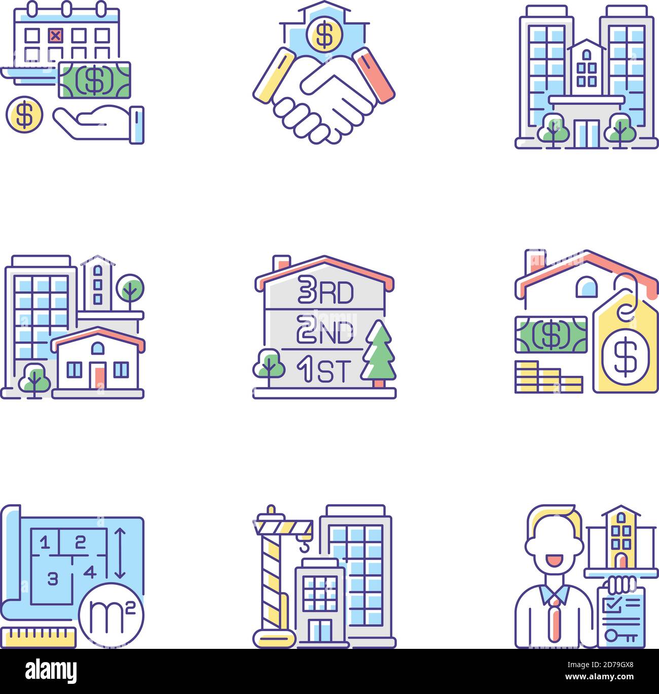 Realty RGB color icons set Stock Vector Image & Art - Alamy