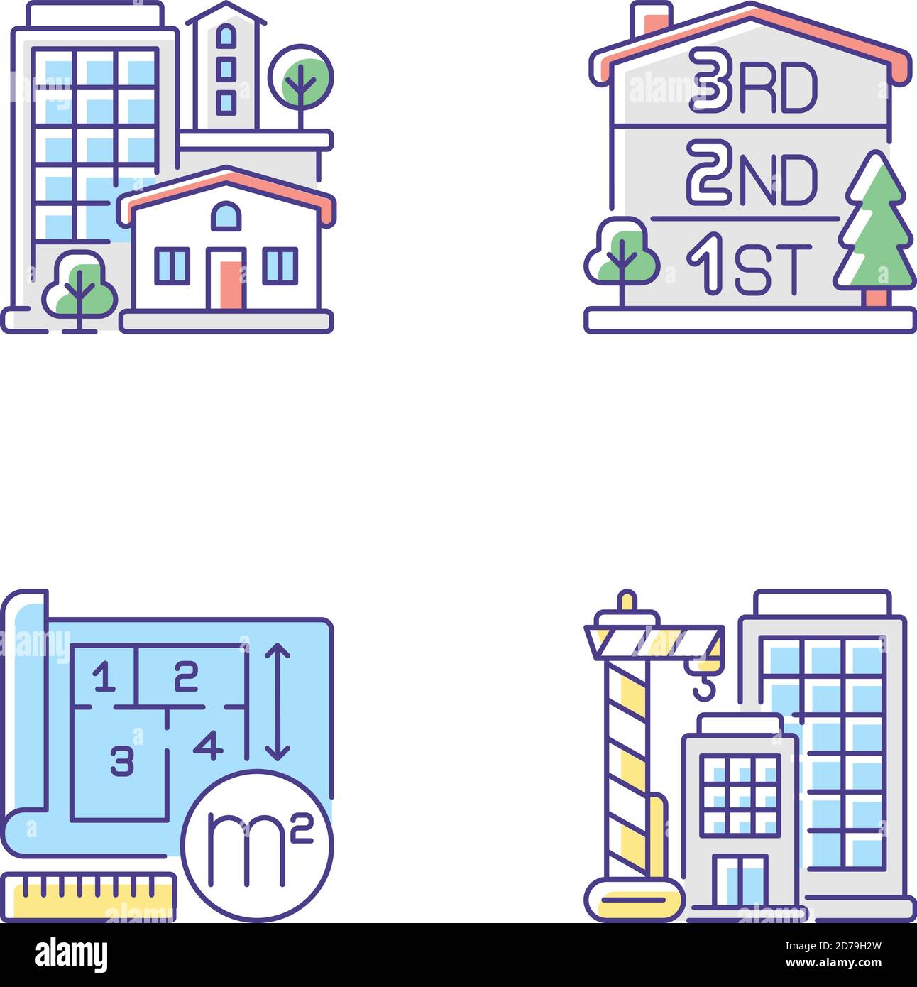 Residential houses RGB color icons set Stock Vector Image & Art - Alamy