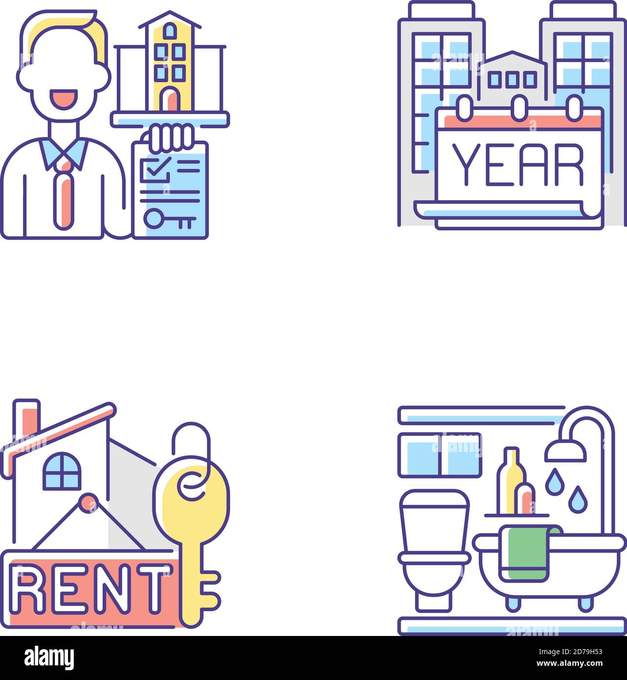 Realtor icons set outline hi-res stock photography and images - Alamy