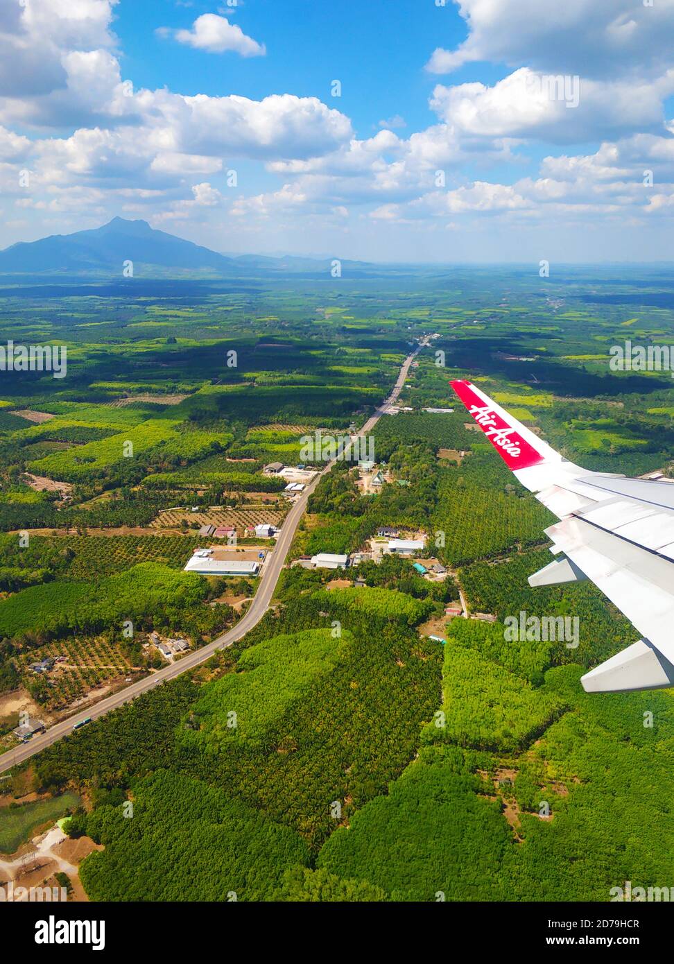 The view from the airplane window to the ground. Landscape view from ...