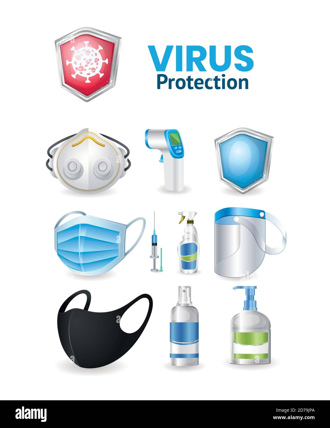 covid 19 virus protection icon set vector design Stock Vector Image ...