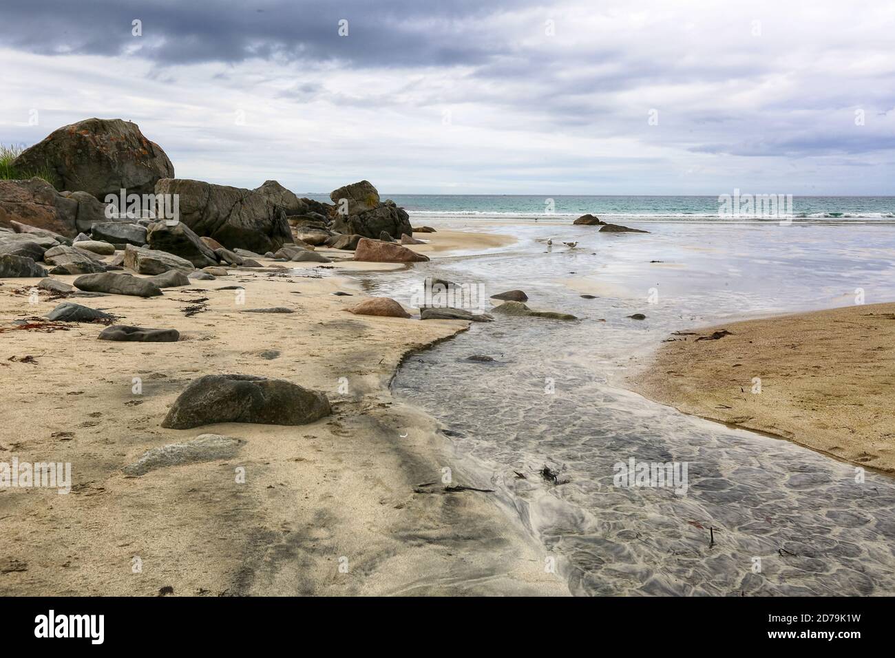 Flakstad beach located on the Norwegian Lofoten islands , popular place ...