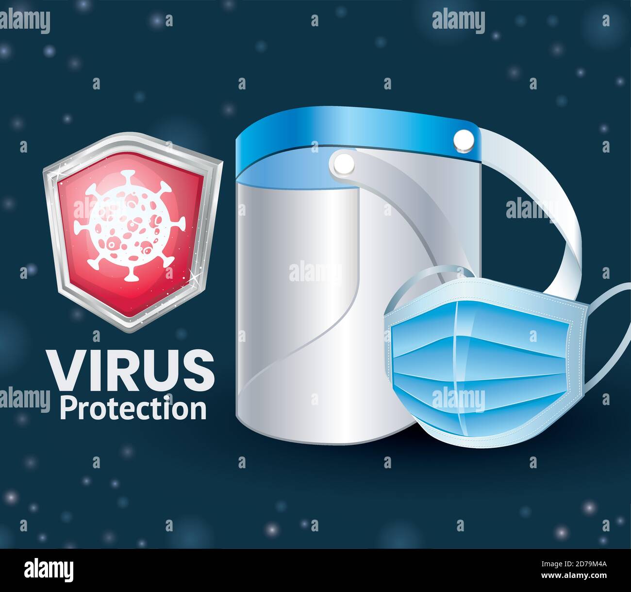 covid 19 virus protection shield and facemask vector design Stock ...