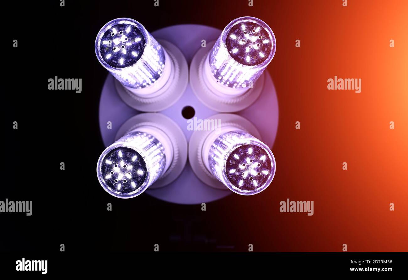 LED elements in the lamp. Lamps with diodes. Many bright lights from ...