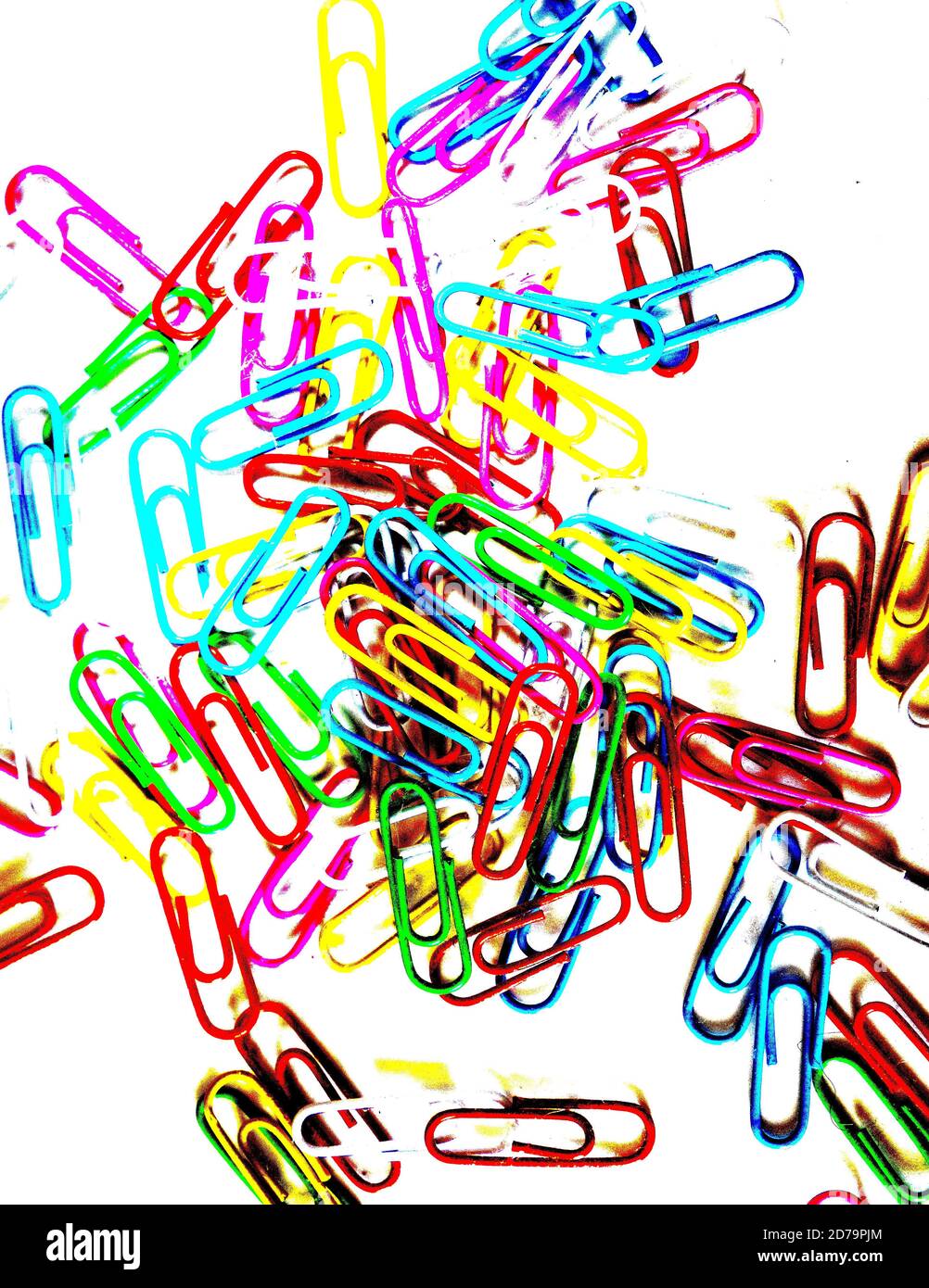 Colorful paper clips illustration on a white background. Multicolored ...