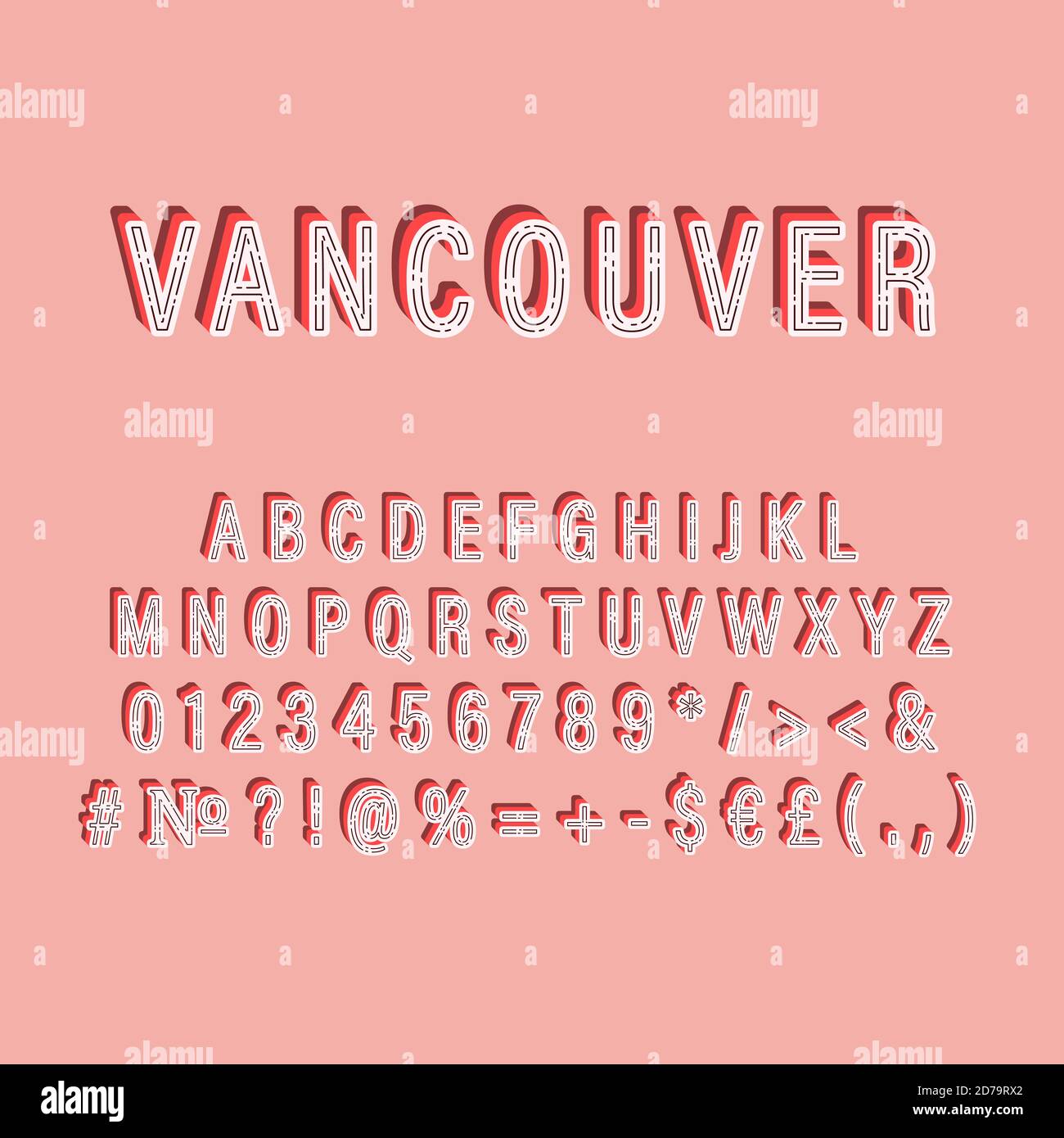 Vancouver header vintage 3d vector alphabet set Stock Vector Image ...