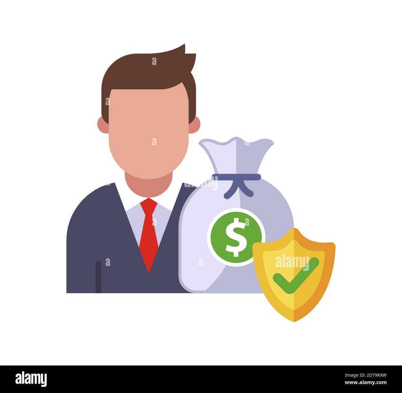 the client money is well protected by the bank. flat vector character ...