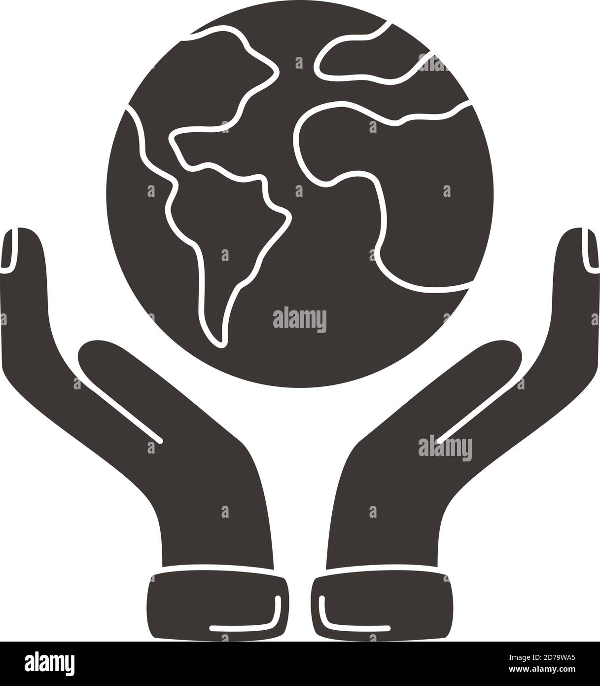 hands human lifting earth planet silhouette style icon vector ...