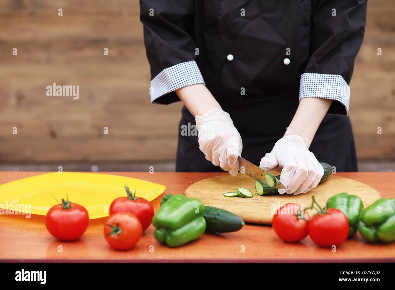Woman cuts red pepper home hi-res stock photography and images - Alamy