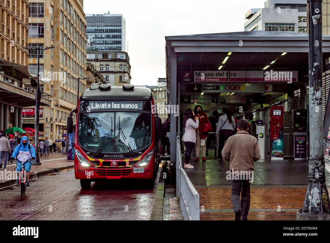 Transmilenio Museo del Oro station, in the historic center of the city, Bogotá Colombia October ...