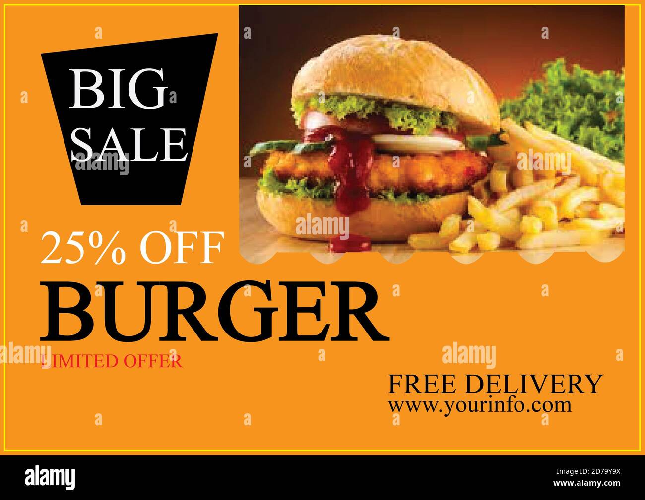 Burger banner design with offer Stock Photo - Alamy