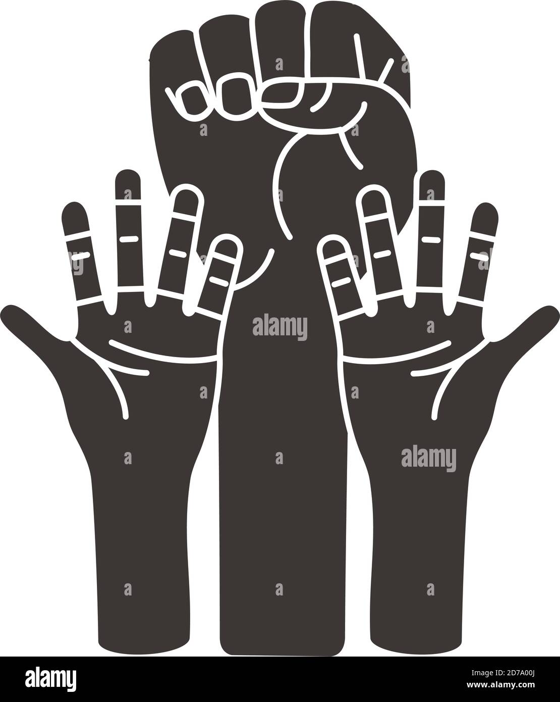 hands humans protesting silhouette style icon vector illustration ...