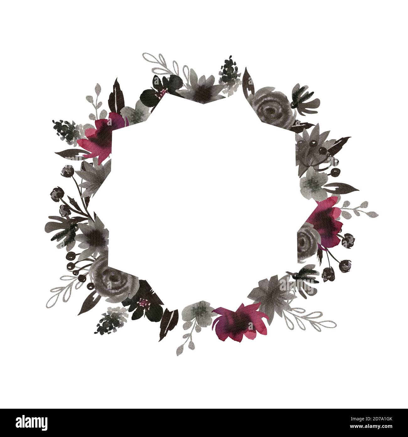 Rustic floral frame watercolor for print design Stock Photo - Alamy