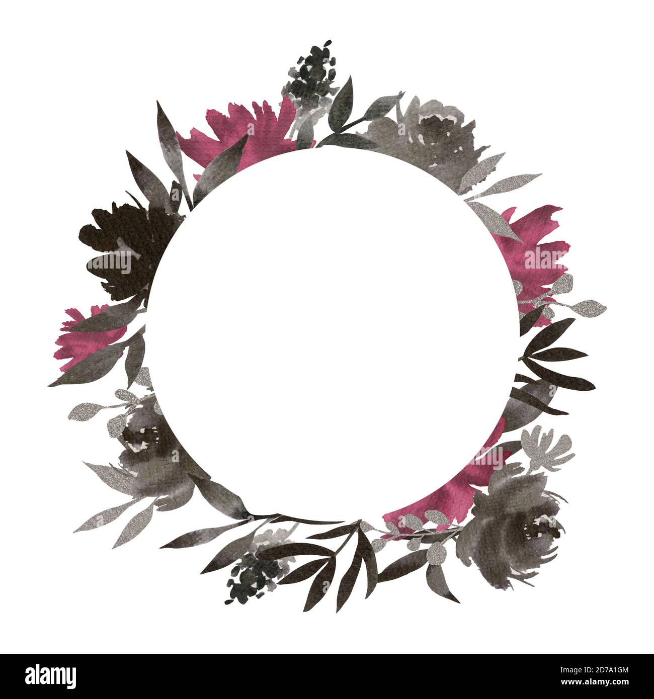 Rustic floral frame watercolor for print design Stock Photo - Alamy