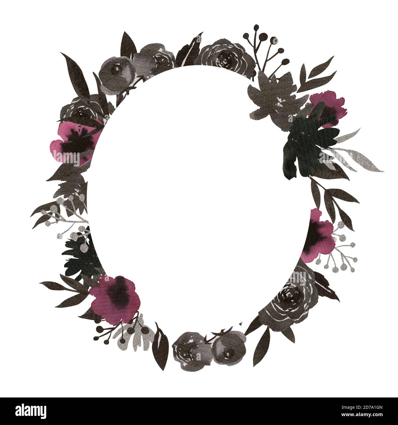 Rustic floral frame watercolor for print design Stock Photo - Alamy