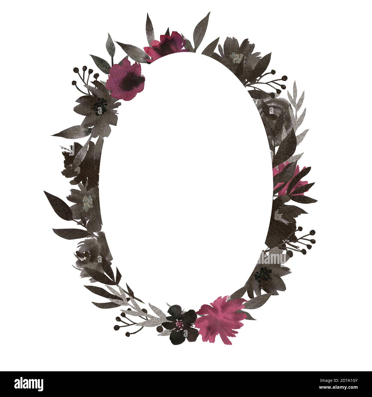 Rustic floral frame watercolor for print design Stock Photo - Alamy