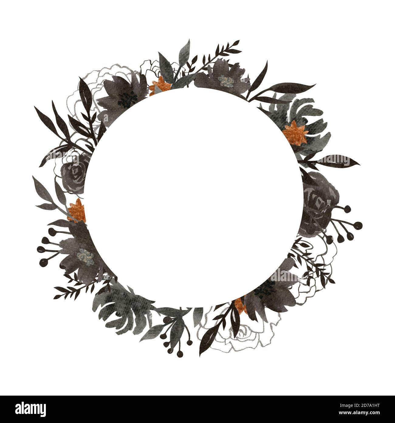 Rustic floral frame watercolor for print design Stock Photo - Alamy