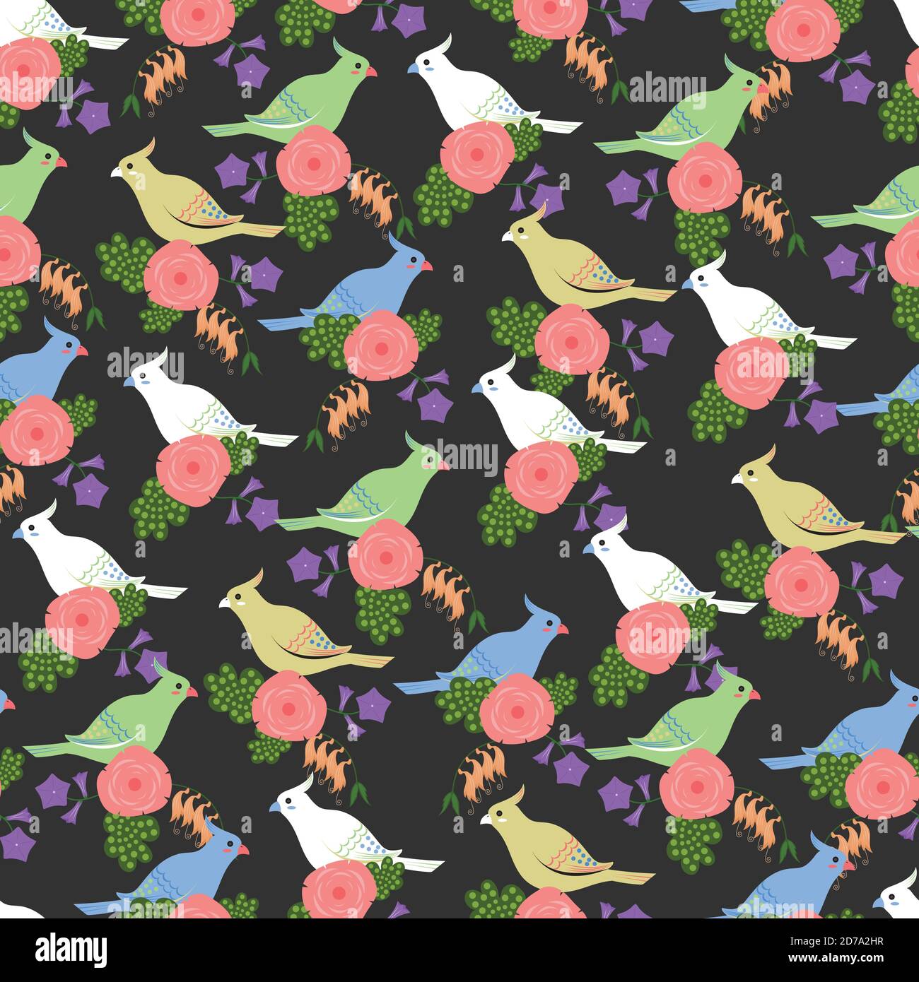 Parrots and Flowers floral seamless pattern Stock Vector Image & Art ...