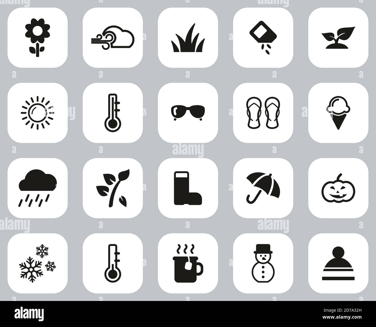 Four Seasons Icons Black & White Flat Design Set Big Stock Vector Image & Art - Alamy