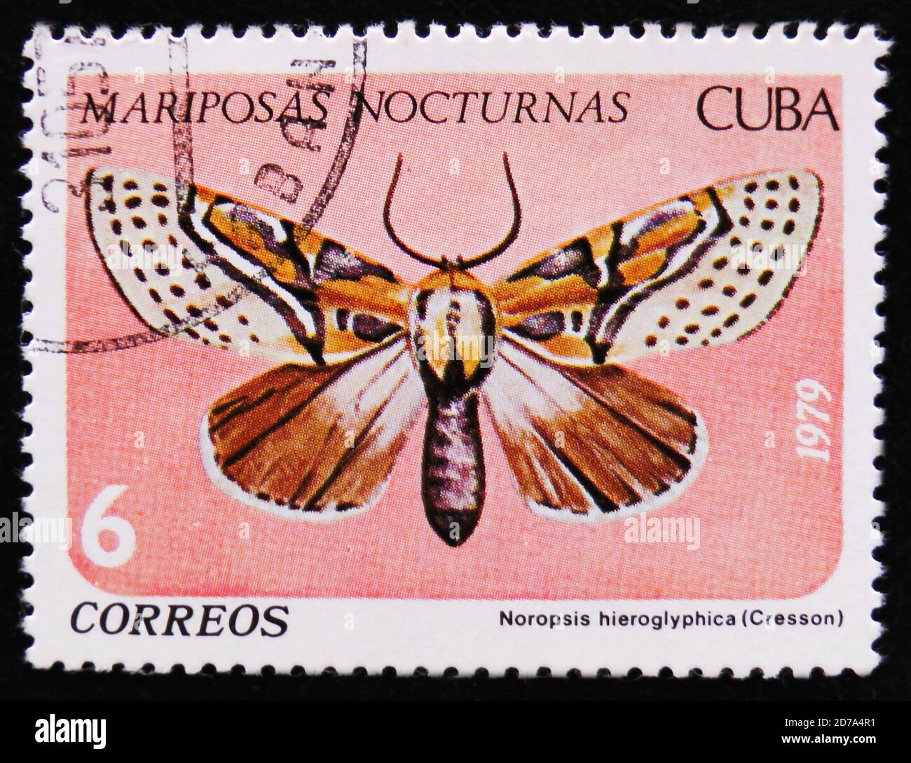 MOSCOW, RUSSIA - APRIL 2, 2017: A stamp printed in Cuba shows butterfly ...