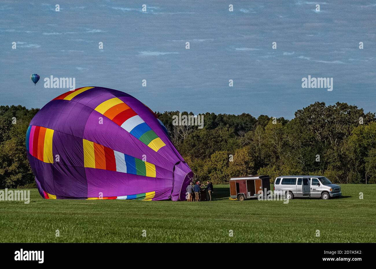 Hot Air Balloon Inflating Stock Photo - Alamy