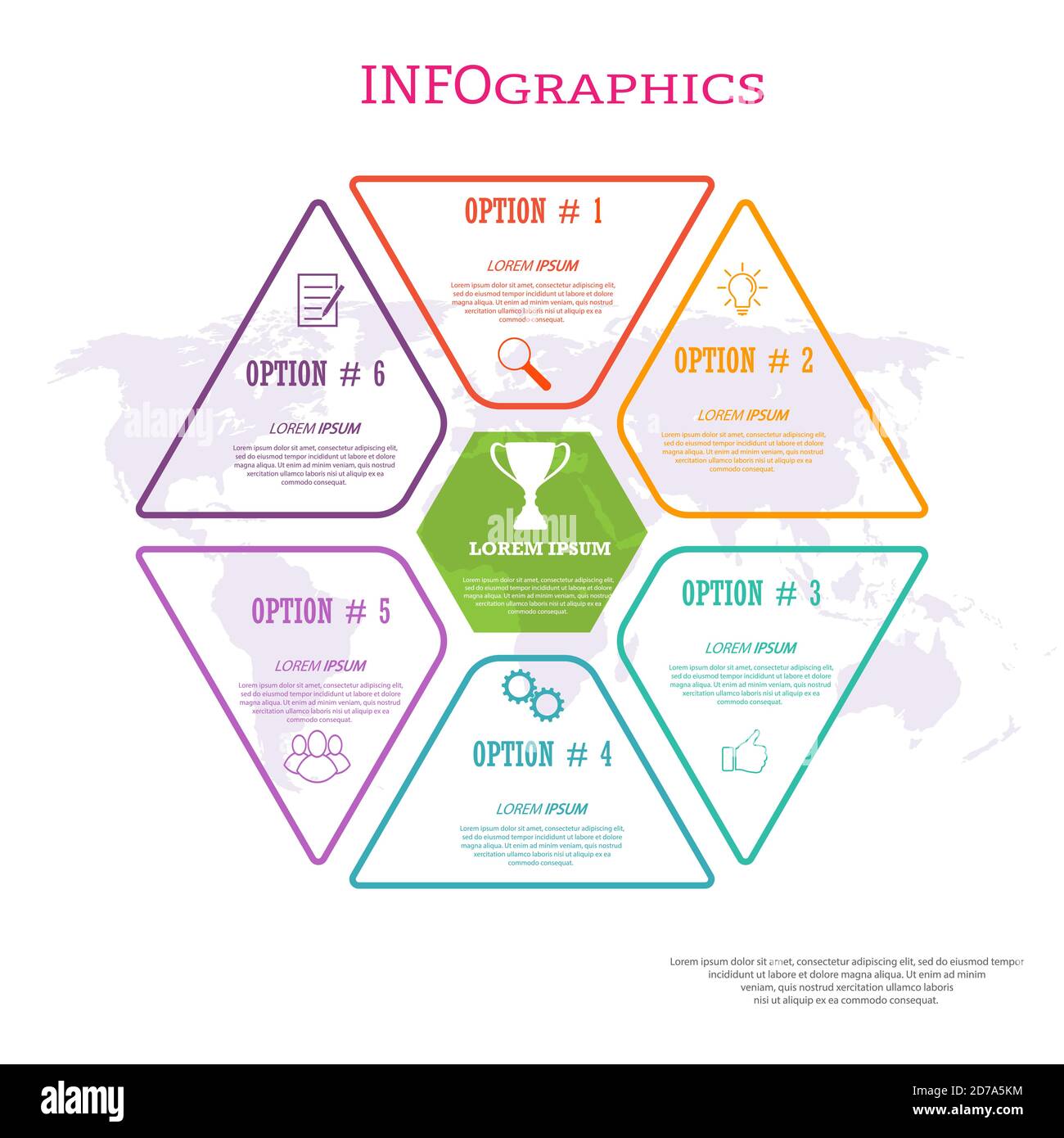 Infographic template with visual icons. 6 stages of business, training ...