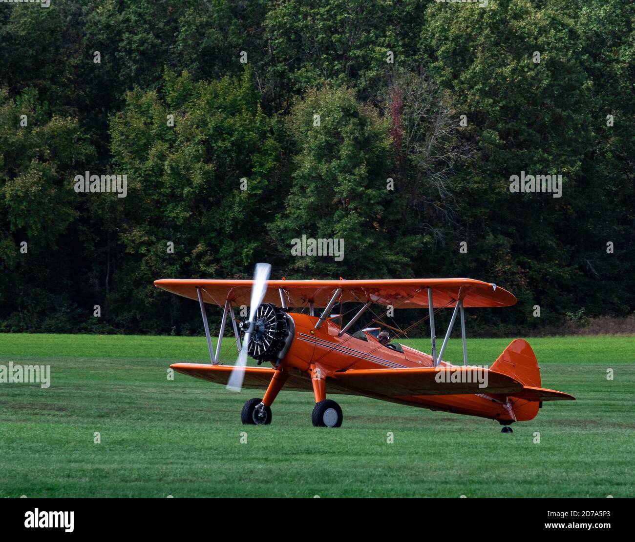 Airshow Red Biplane Stock Photo - Alamy