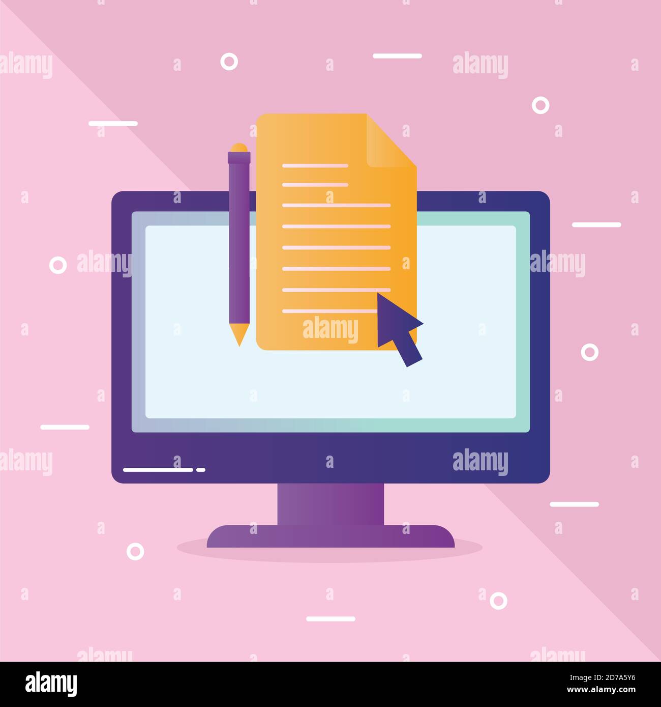 computer with document pencil and cusor vector design Stock Vector ...