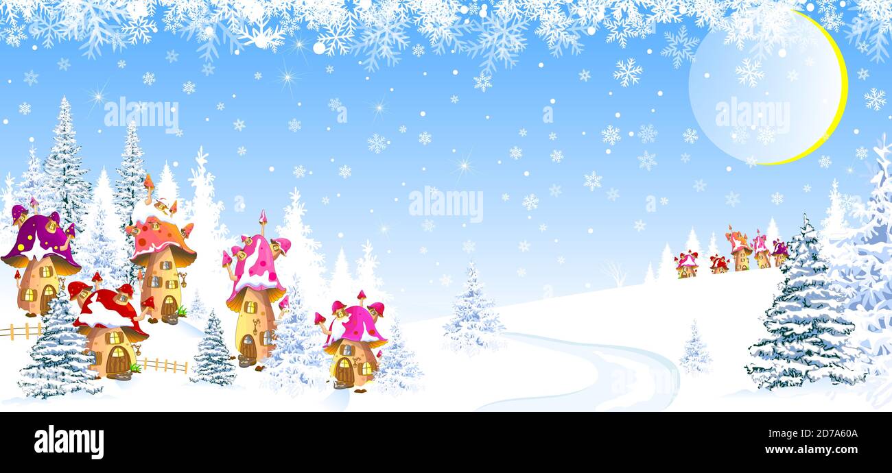 Fantasy house in winter Stock Vector Images - Alamy