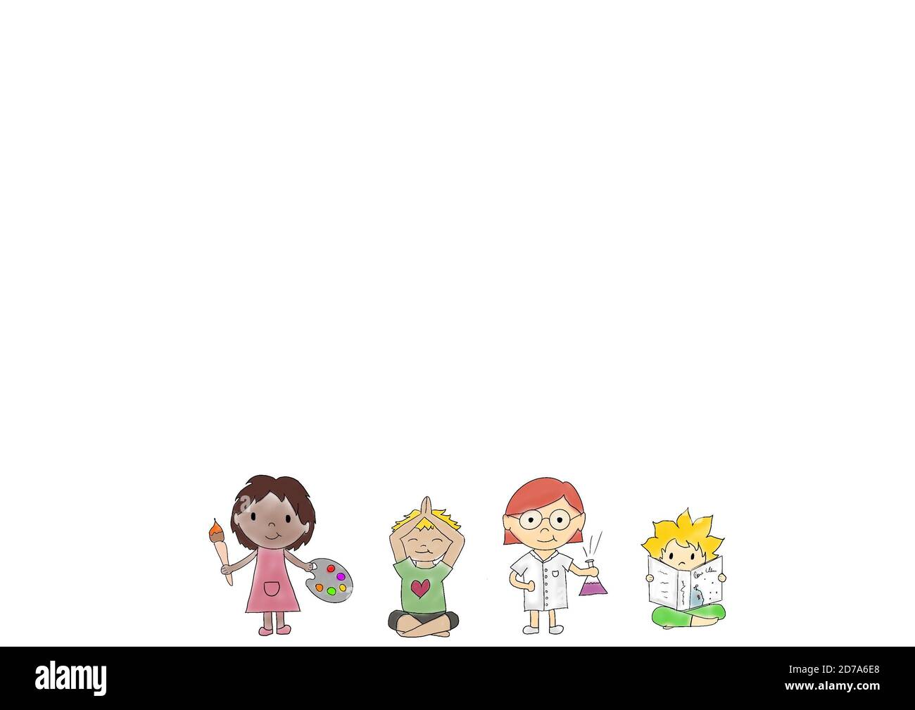 Illustration of cute kid cartoon characters isolated on a white ...