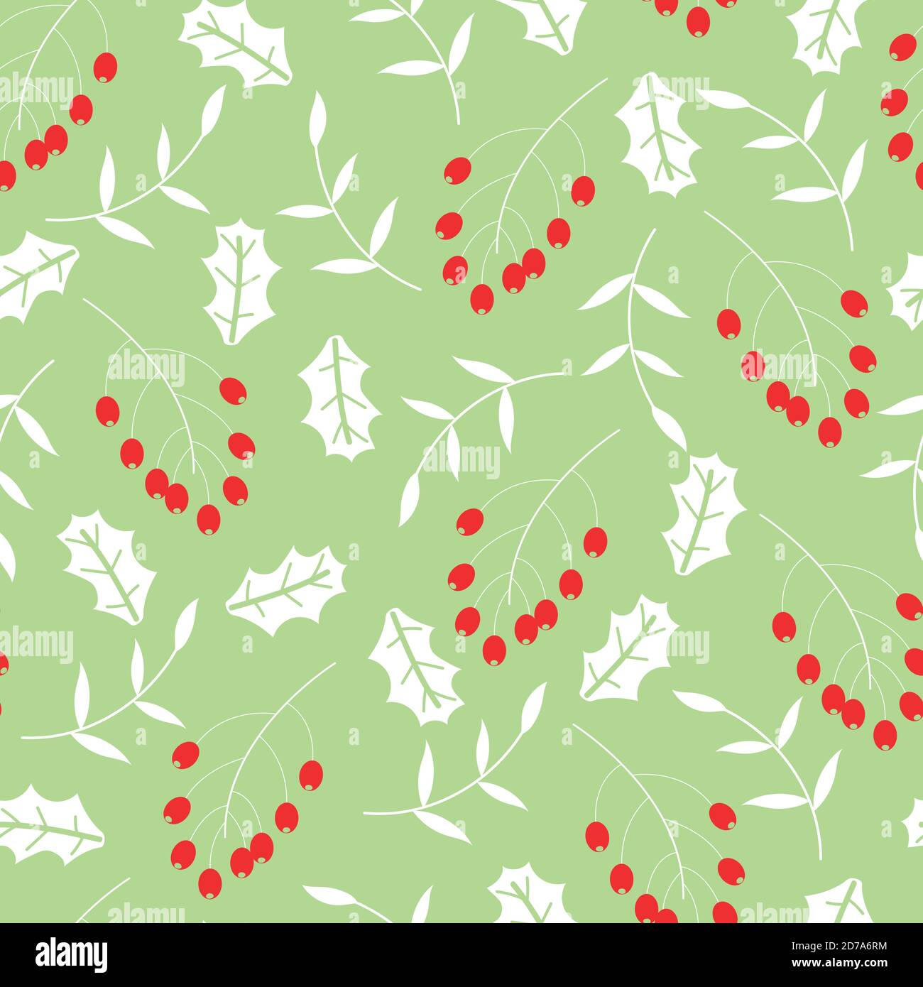 Christmas leaves and berries seamless pattern Stock Vector Image & Art ...