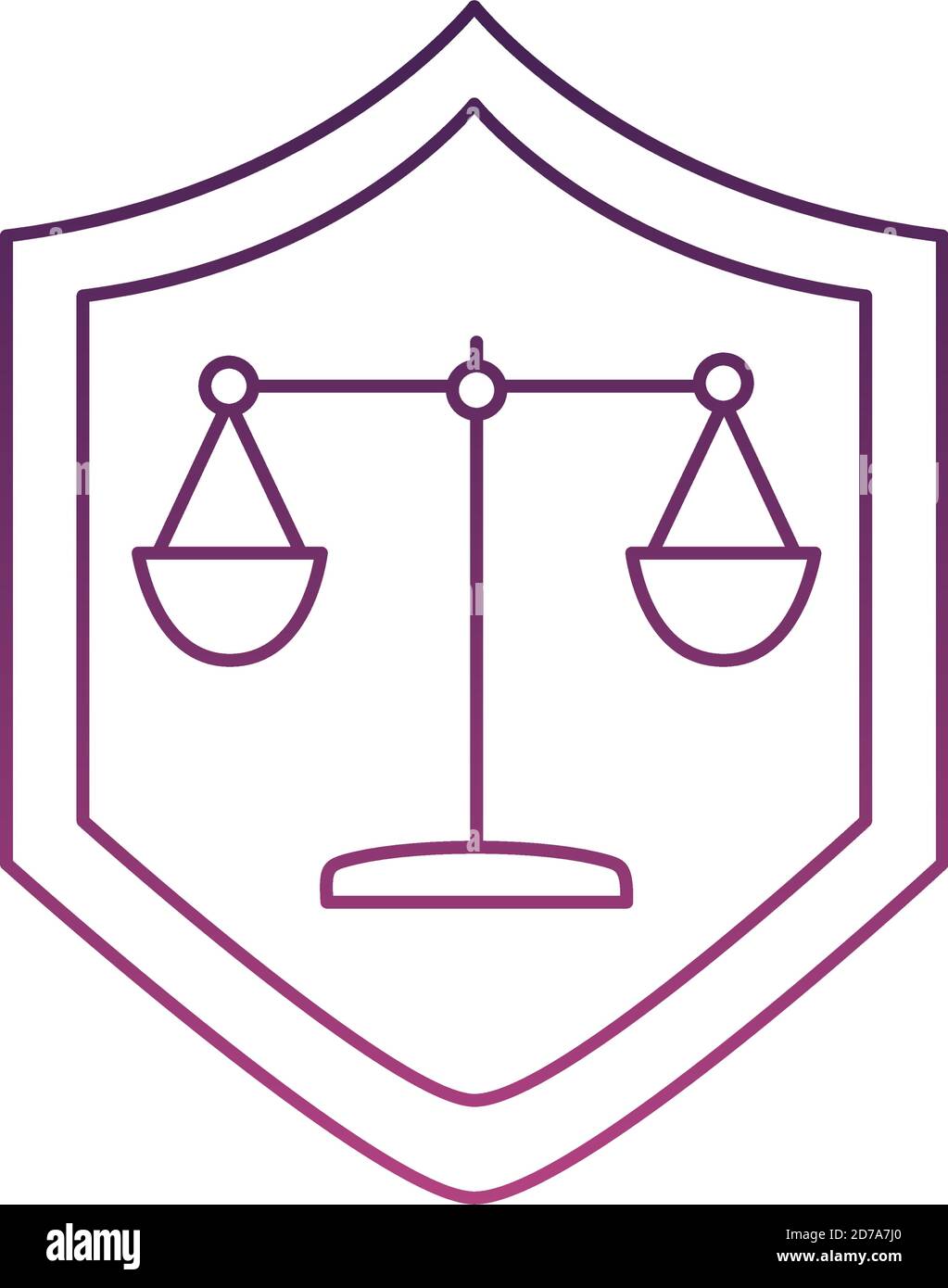 scale balance in shield line style icon vector illustration design ...