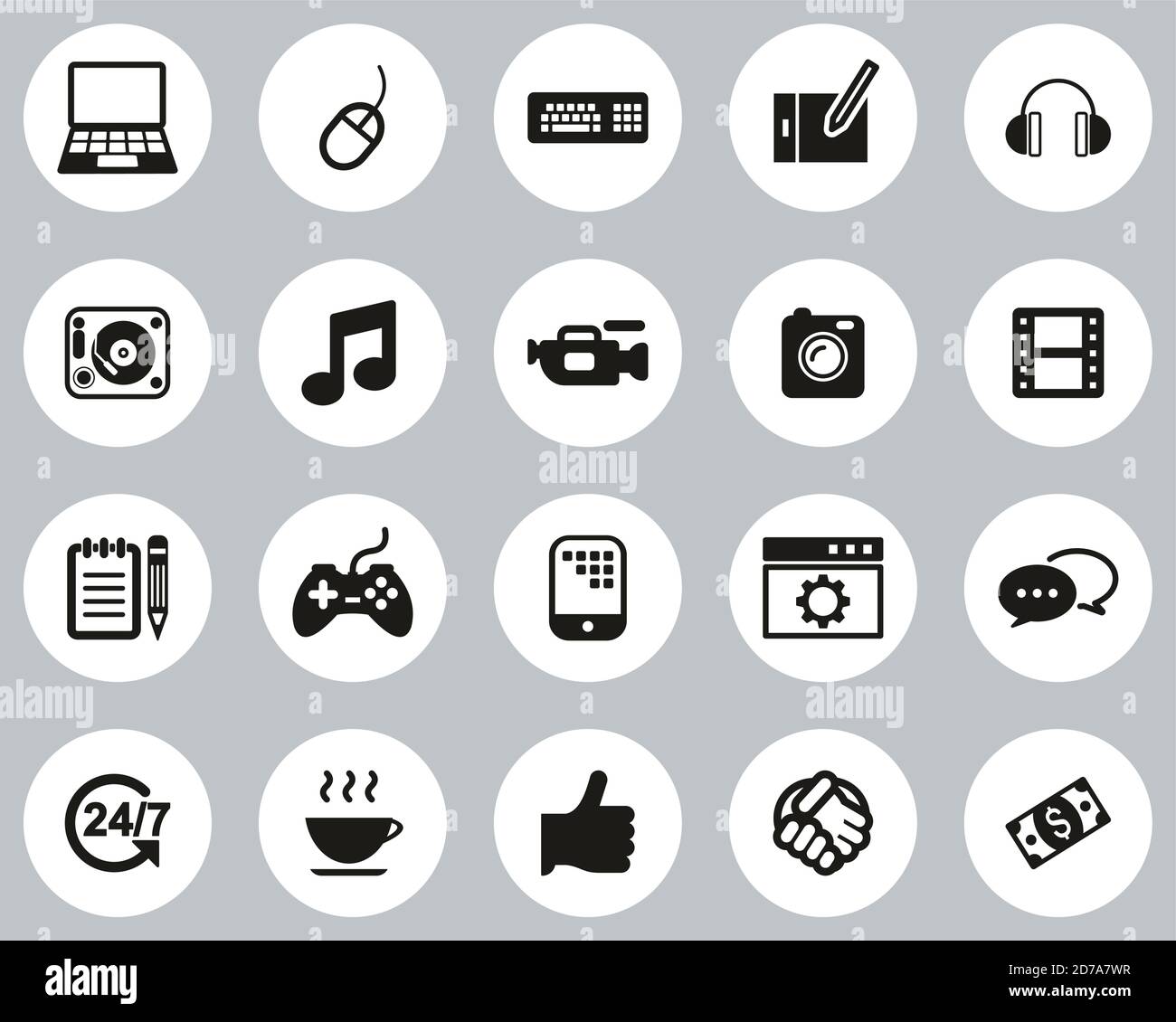 Freelance Business Icons Black & White Flat Design Circle Set Big Stock ...