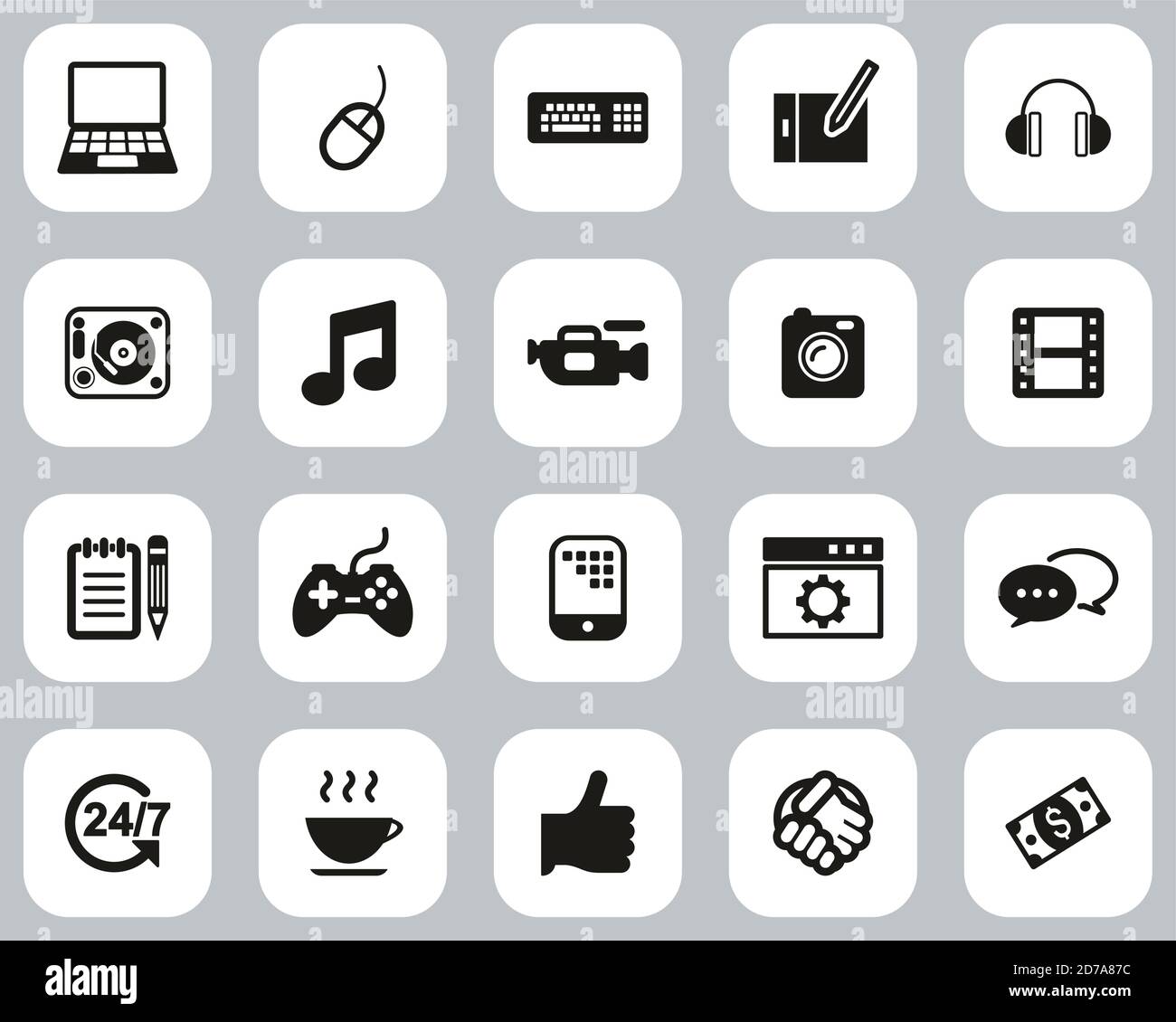 Freelance Business Icons Black & White Flat Design Set Big Stock Vector ...