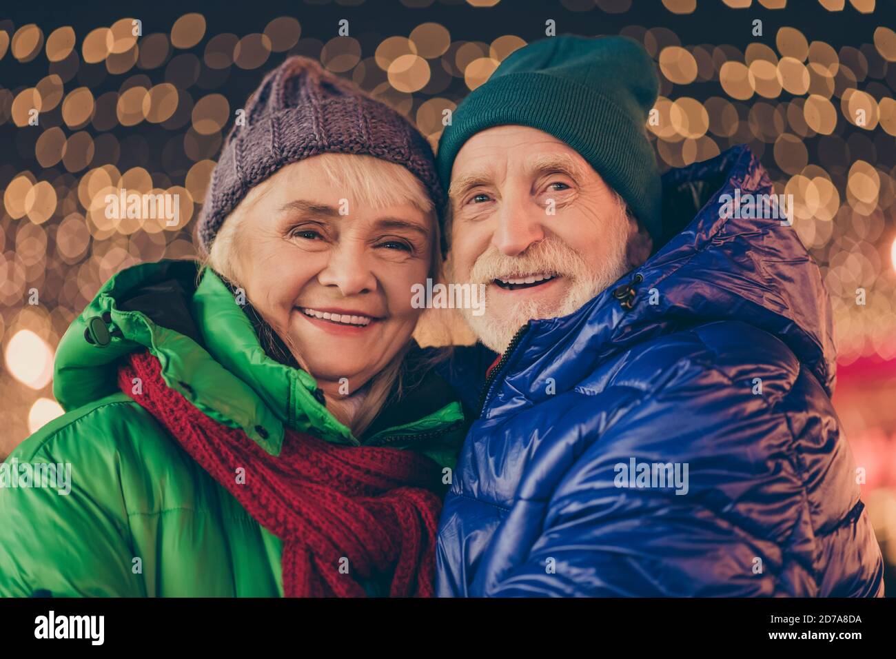 Adorable affectionate bonding two married people old woman man enjoy x ...