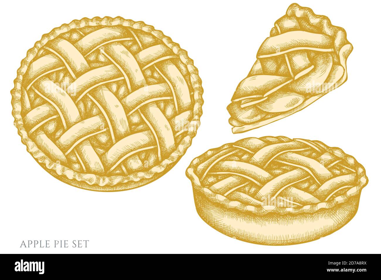 Vector set of hand drawn pastel apple pie Stock Vector Image & Art - Alamy