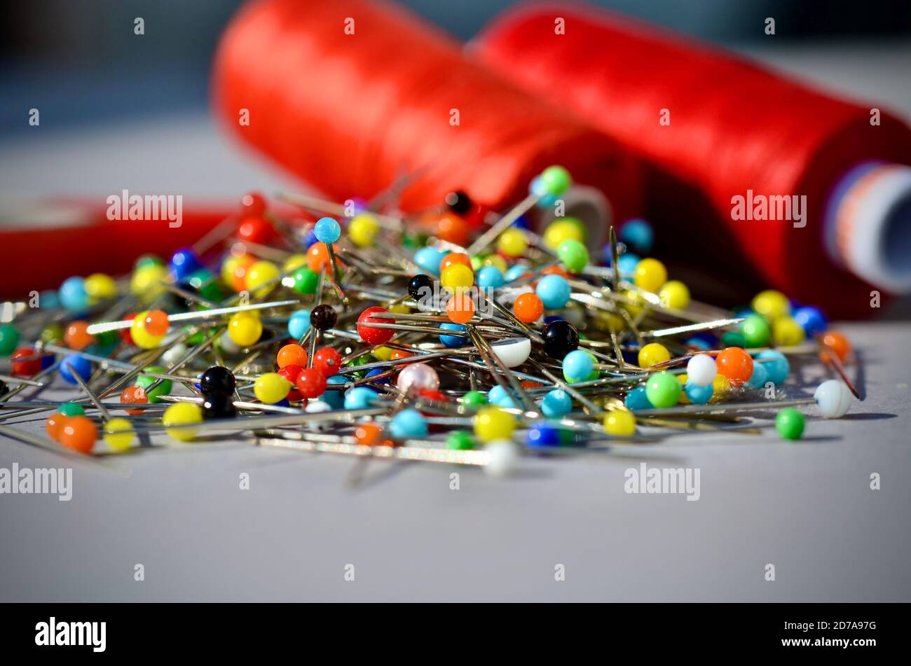 colorful pins on a pile close up Stock Photo - Alamy