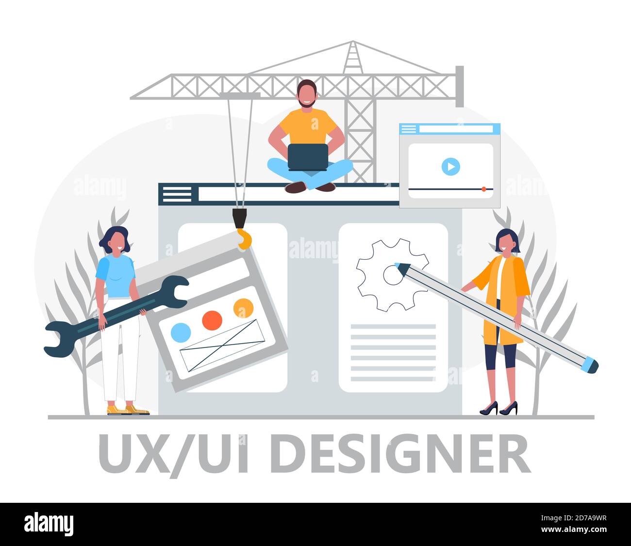 UI, UX concept vector. Designers are creating design of landing page ...