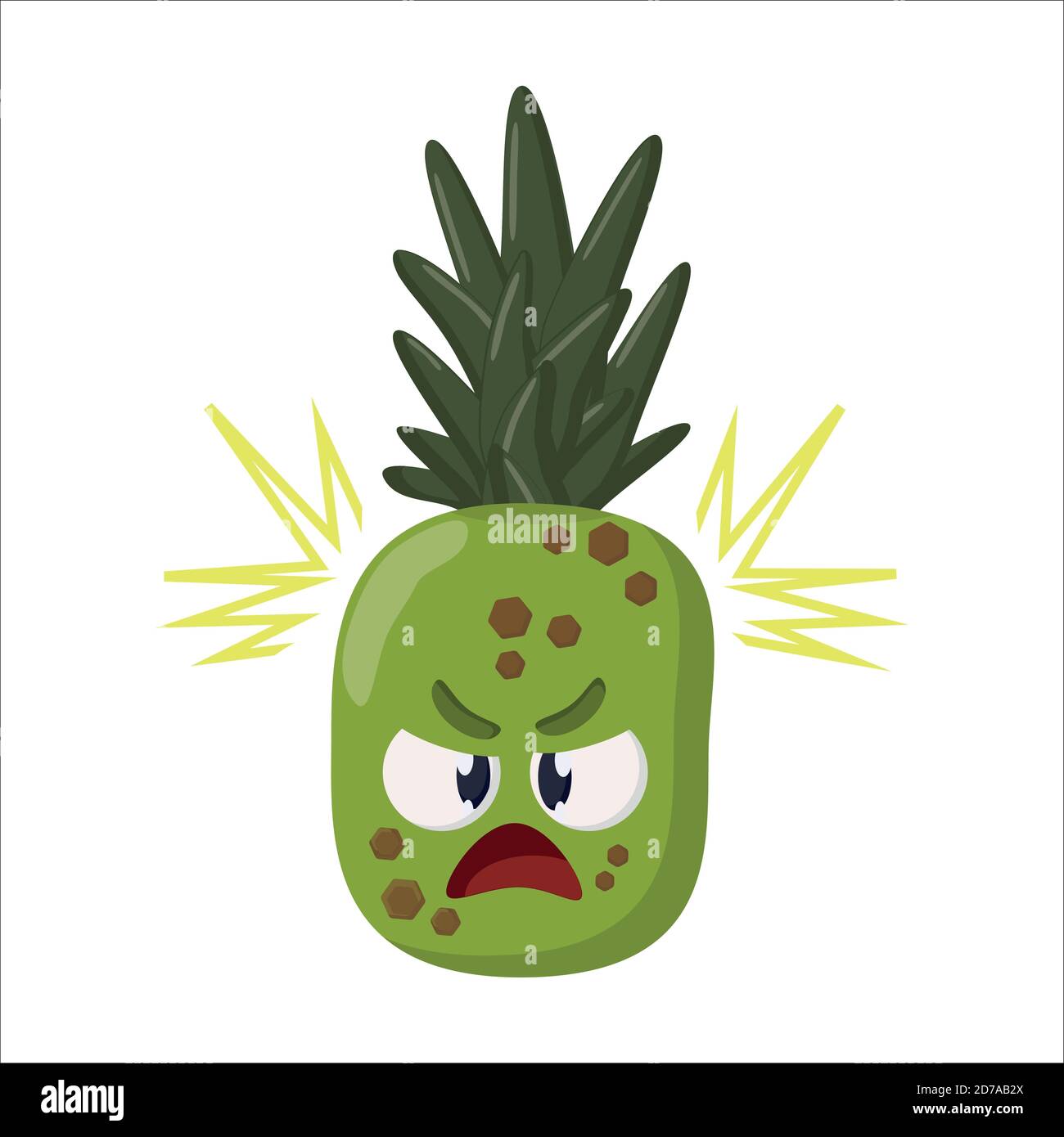 pineapple angry evil furious cartoon character isolated on white ...