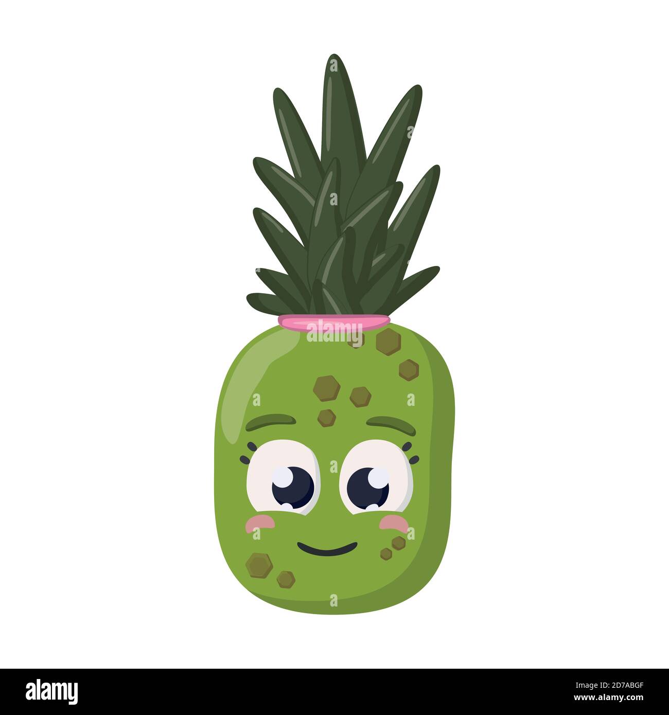 Pineapple Smiling Green Happy Open Minded Cartoon Character Female