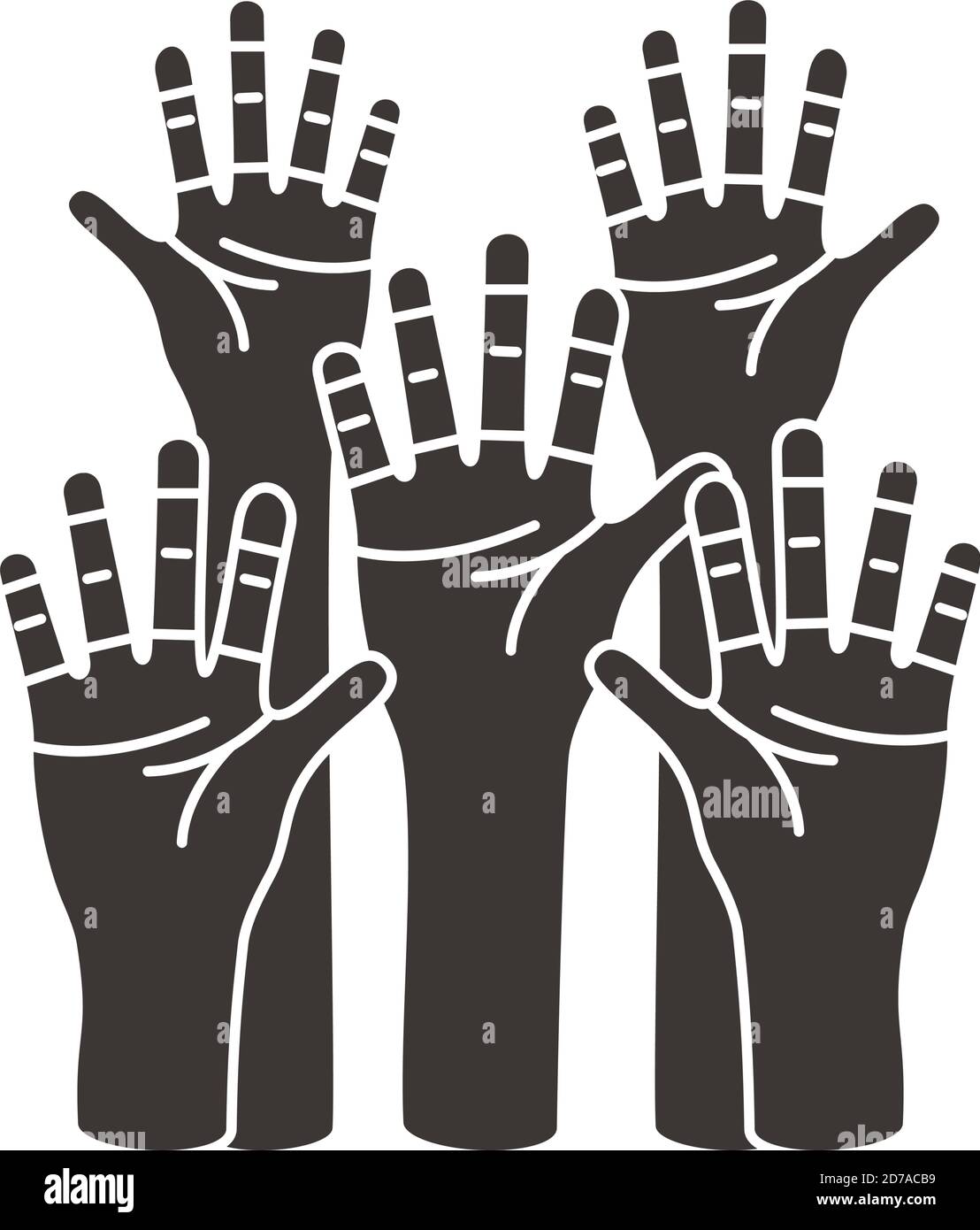 hands humans protesting silhouette style icon vector illustration ...