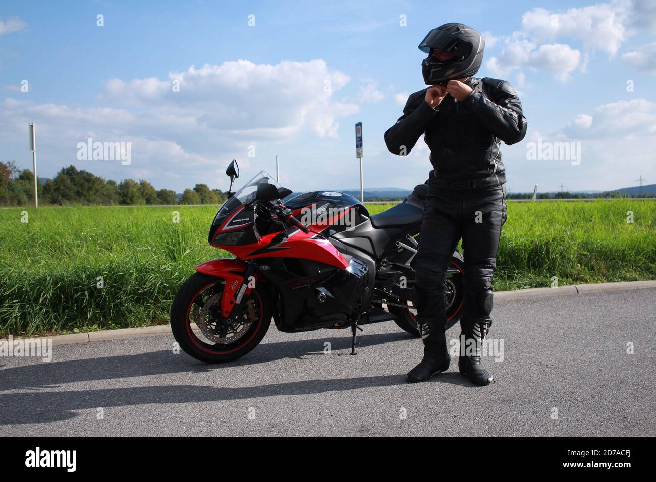 motorcycle riding on German autobahn Stock Photo - Alamy