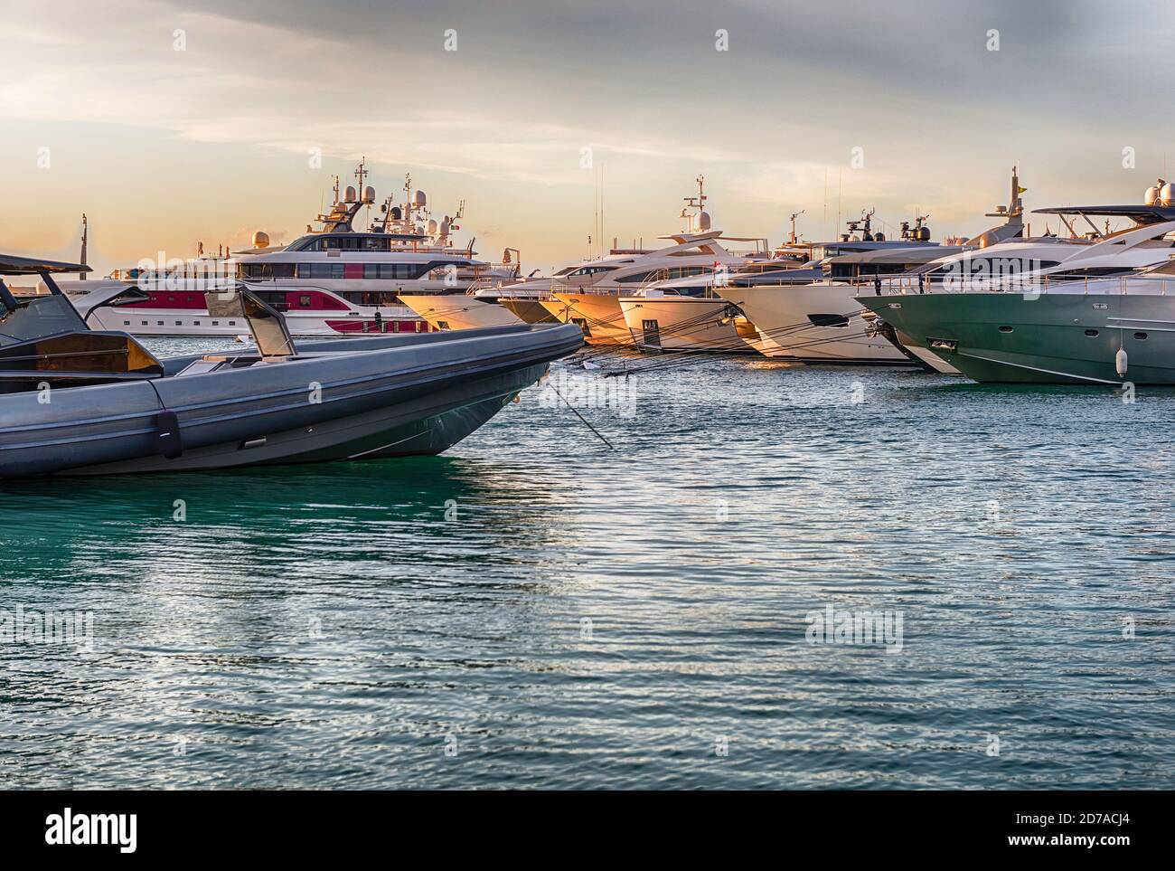 View of the harbor with luxury yachts of Porto Cervo, Sardinia, Italy ...