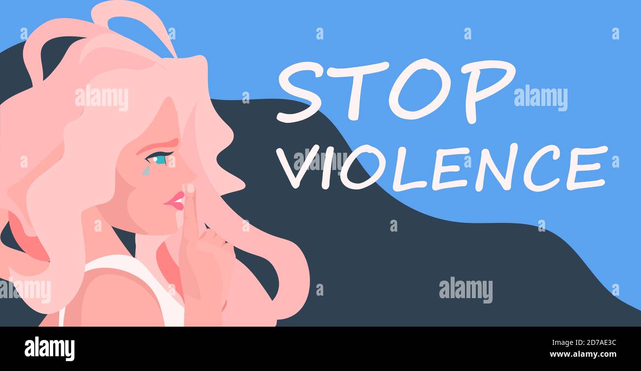 scared terrified woman stop violence and aggression concept portrait ...