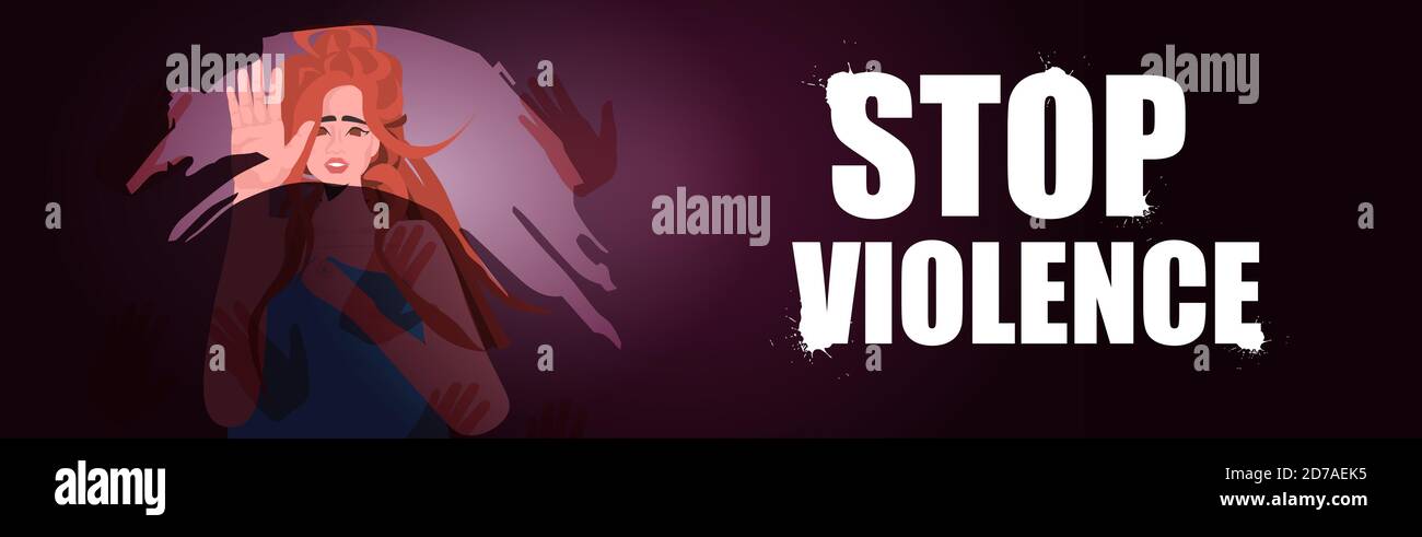 scared terrified woman stop violence and aggression concept portrait ...