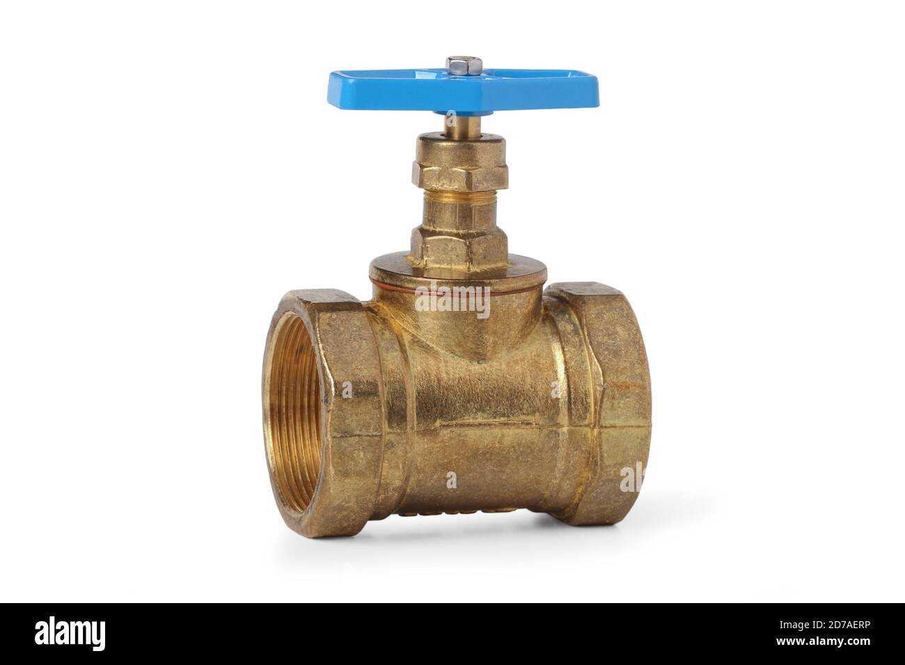 Large diameter brass water valve isolated on white background Stock ...