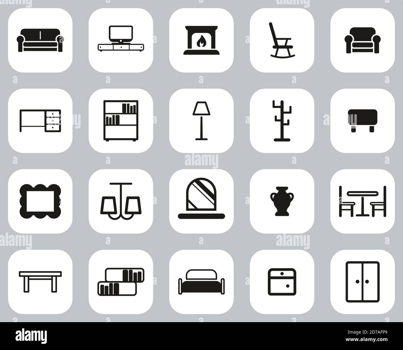 Furniture Icons Black & White Flat Design Set Big Stock Vector Image & Art - Alamy