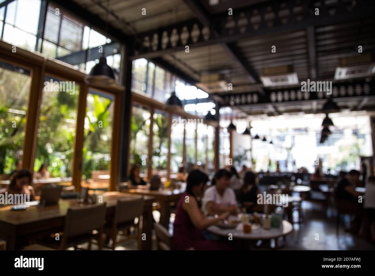 Blurred background of people in the cafe open space style. Social ...