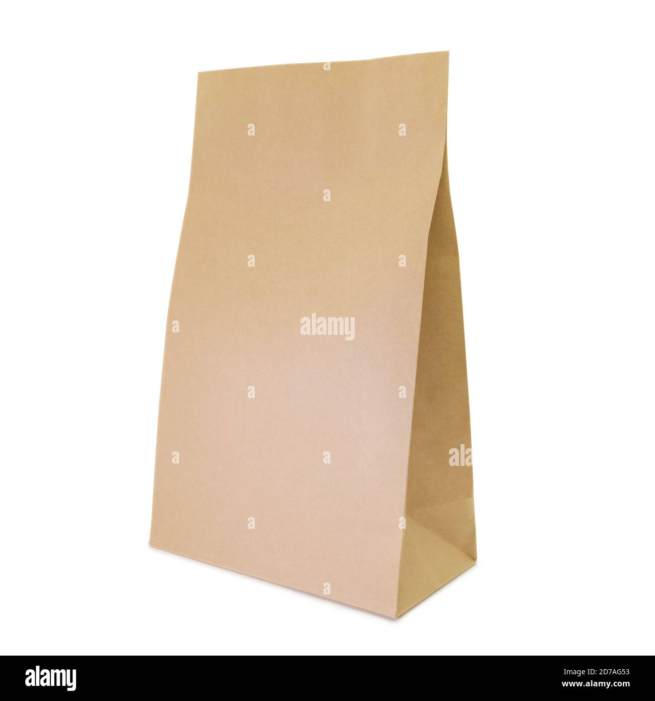 Profile view of blank brown craft paper bag packaging mockup with copy ...